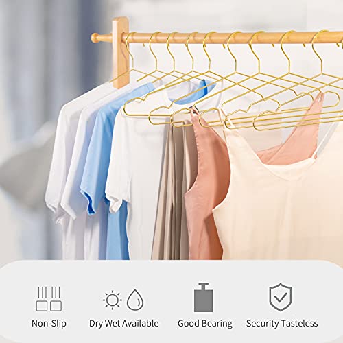 Nature Smile17.7 inches Gold Metal Coat Hangers, Space Saving Wire Hangers, Metal Clothes Hangers, Standard Suit Hangers Ideal for Everyday Use,10 Pack, Gold