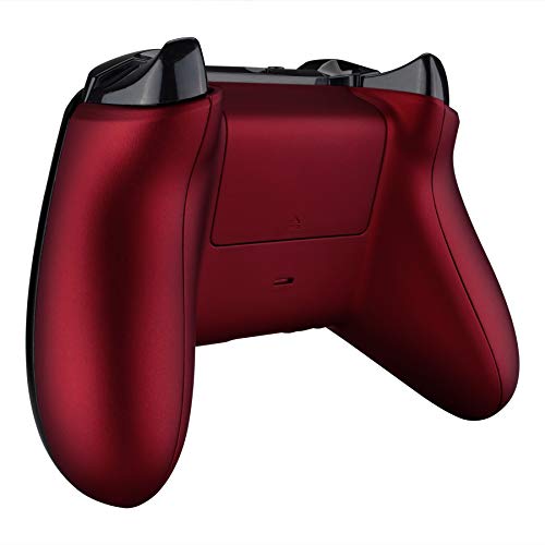 eXtremeRate Soft Touch Grip Custom Bottom Shell Back Panels for Xbox One S & One X Controller, Scarlet Red Replacement Back Shell Side Rails w/Battery Cover for Xbox One S X Controller Model 1708