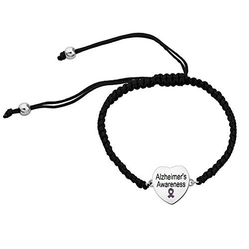 CHOORO Alzheimer's Ribbon Adjustable Bracelet Purple Ribbon Jewelry Alzheimer's Awareness Ribbon Jewelry (Alzheimer's BR)