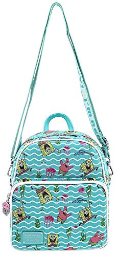 Loungefly Spongebob Squarepants and Patrick Jellyfishing Womens Double Strap Shoulder Bag Purse