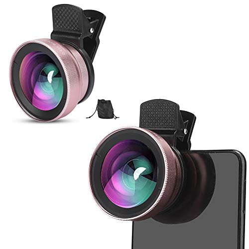 2 in 1 Phone Lens Professional, 0.45X Super Wide Angle and Macro Lens Clip-On Cell Phone Lenses Compatible with Android Mobile Phones/Tablets/Camera