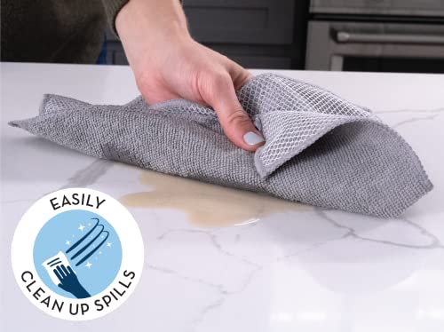 S&T INC. Microfiber Dish Cloths for Washing Dishes, Microfiber Cleaning Cloths for Kitchen Cleaning With Poly Scour Scrubbing Side, Grey, 12 Inch x 12 Inch, 10 Pack