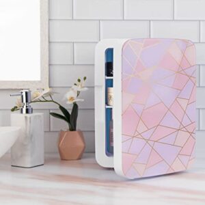 Cooluli 10L Mini Fridge for Bedroom - Car, Office Desk & Dorm Room - 12v Portable Cooler & Warmer for Food, Drinks, Skincare, Beauty & Makeup - AC/DC Small Refrigerator with Glass Front, Fractal Pink