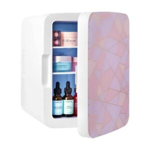 Cooluli 10L Mini Fridge for Bedroom - Car, Office Desk & Dorm Room - 12v Portable Cooler & Warmer for Food, Drinks, Skincare, Beauty & Makeup - AC/DC Small Refrigerator with Glass Front, Fractal Pink