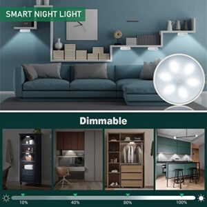 Lightbiz LED Closet Lights Motion Sensor Puck Light, USB Rechargeable Battery Powered Puck Lights with Remote, Dimmable Under Cabinet Counter Lighting with Magnet Stick-on for Bedroom Kitchen (6 Pack)