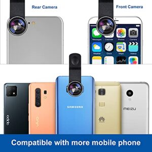 Fgzefort Phone Camera Lenses 4 in 1 Cell Phone Lens Kit 12X Telephoto Lens, 0.63X Wide Angle Lens & 15x Macro Lens, 198°Fisheye Lens, Eye Cup, Clip, Compatible with iPhone, Samsung Android Phone