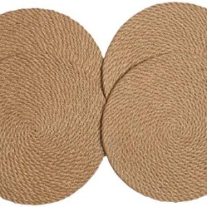 SHACOS Round Jute Placemats Set of 6 Heat Insulation Table Place Mats Trivet 12 inch Handmade Jute Thick Hot Pads for Hot Dishes Bowls Pans Plates Pots (Jute, 12 Inch)