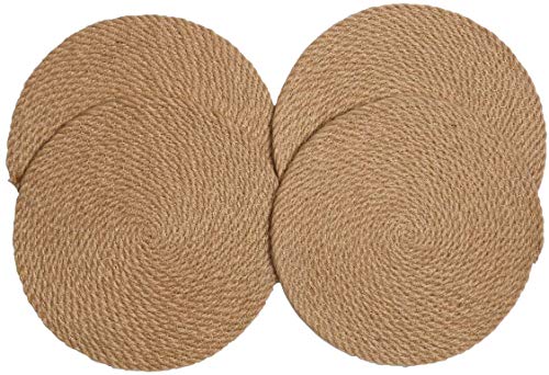 SHACOS Round Jute Placemats Set of 6 Heat Insulation Table Place Mats Trivet 12 inch Handmade Jute Thick Hot Pads for Hot Dishes Bowls Pans Plates Pots (Jute, 12 Inch)