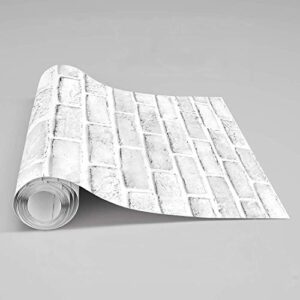 practicalws 17.71''×236.2'' white/gray brick pattern wallpaper self-adhesive 3d effect wall paper peel and stick removable vinyl film for home decoration, cover furniture, christmas wall decoration