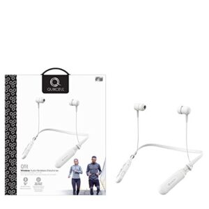 qfit wireless neckband earphones secure fit (white)