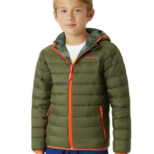 Eddie Bauer Kids' Reversible Jacket - Lightweight Waterproof Quilted Down Raincoat for Boys and Girls (3-20), Size 18-20, Olive