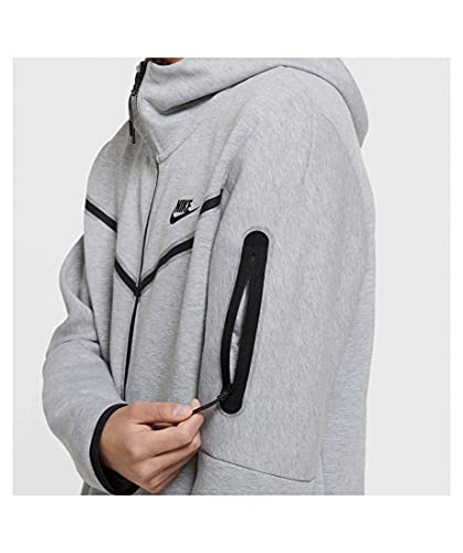 Nike Men's Sportswear Tech Fleece Full-Zip Hoodie, Dark Grey Heather/Black, X-Large