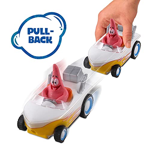 NKOK Spongebob Squarepants Pull Back Patrick Hot Rod Boat, Pull Back and Watch Patrick Zoom, No Batteries, No Controls, No Hassle, Fun–Fast–Portable, Great Gift, Officially Nickoledeon Licensed