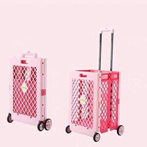 ahxf shopping trolly shopping trolleys shopping bag with wheels collapsible trolley bags folding shopping bag cart for home supermarket,heavy-duty capacity bag 1003832cm 3.5kg (color : pink)