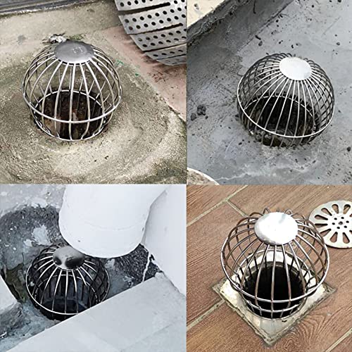 Baitaihem 304 Stainless Steel Drain Outdoor Roof Anti-Blocking Line Cap Drain Cover Gutter Protector Cleaner Gutter Cleaning Tool,3 inch