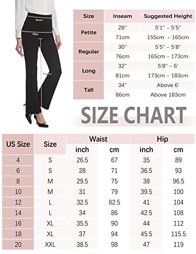 Tapata Women's 32'' High Waist Stretchy Bootcut Dress Pants Tall, Petite, Regular for Office Business Casual Black,S