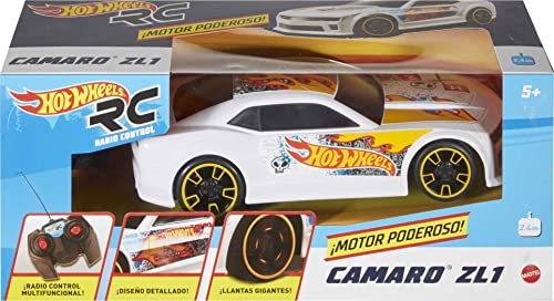 Hot Wheels RC White Zl1 Camaro, Full-Function Remote-Control Toy Car, High-Performance Engine, 2.4 Ghz with Range of 65Ft