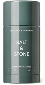 salt & stone natural deodorant - eucalyptus & cedarwood | extra strength natural deodorant for women & men | aluminum free with seaweed extracts, shea butter & probiotics | free from parabens, sulfates & phthalates (2.6 oz)