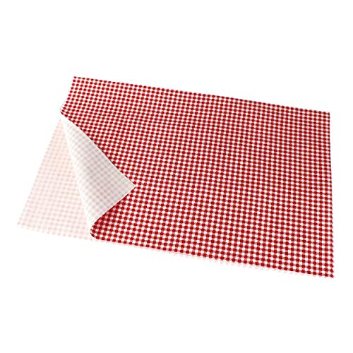 Printed Pre-Cut 100% Cotton Fat Quarters Quilting Fabric Squares (18" x 29") for DIY Quilting Patchwork, Scrapbooking, Art Craft Supplies - Red Gingham Plaid