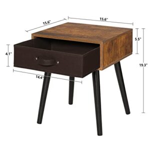 Iwell Mid-Century Boho Coffee Table & Nightstand Set of 2, 2 Piece Furniture for Living Room, End Table with Drawer, TV Console, Office Sofa Table, Cocktail Table