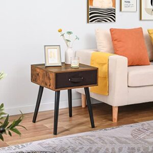 Iwell Mid-Century Boho Coffee Table & Nightstand Set of 2, 2 Piece Furniture for Living Room, End Table with Drawer, TV Console, Office Sofa Table, Cocktail Table