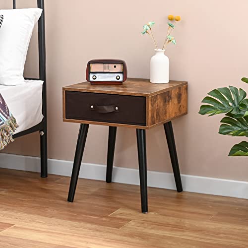 Iwell Mid-Century Boho Coffee Table & Nightstand Set of 2, 2 Piece Furniture for Living Room, End Table with Drawer, TV Console, Office Sofa Table, Cocktail Table