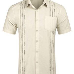 COOFANDY Men's Casual Cotton Beach Button Down Dress Shirt Summer Linen T-Shirt