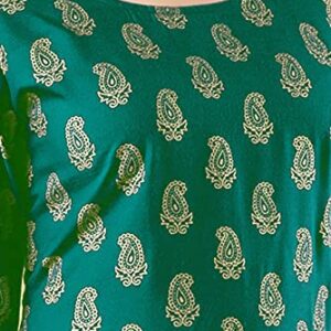 Chandrakala Women's Rayon Cotton Tunic Top 3/4th Sleeve Straight Kurti Kurta,X-Large,Bottle Green (K163BOT4)