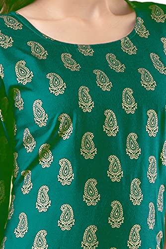 Chandrakala Women's Rayon Cotton Tunic Top 3/4th Sleeve Straight Kurti Kurta,X-Large,Bottle Green (K163BOT4)