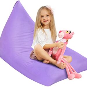 Aubliss Stuffed Animal Storage Bean Bag Chairs Cover, 50"x 35" Extra Large Velvet Bean Bags Chair for Kids & Adults, Ultra Soft Zipper Beanbag Toy Storage for Boys Girls -Purple