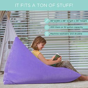 Aubliss Stuffed Animal Storage Bean Bag Chairs Cover, 50"x 35" Extra Large Velvet Bean Bags Chair for Kids & Adults, Ultra Soft Zipper Beanbag Toy Storage for Boys Girls -Purple