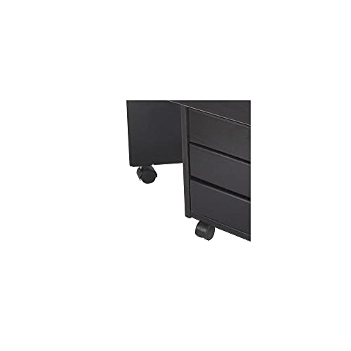 Adeptus Original Drop Leaf Roll Cart with Desk, Sold Wood, 7 Drawer Extra Wide Drawers Roll Carts, Black