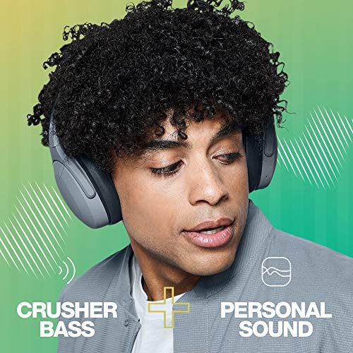 Skullcandy Crusher Evo Over-Ear Wireless Headphones with Sensory Bass, 40 Hr Battery, Microphone, Works with iPhone Android and Bluetooth Devices - Grey (Discontinued by Manufacturer)