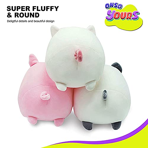 Onsoyours Plush Toys Set, 3Pcs Stuffed Animals with Panda, Pig and Cat, Creative Decoration Cuddly Plush Pillows 9" for Kids Girls Boys (Panda/Pig/Cat)