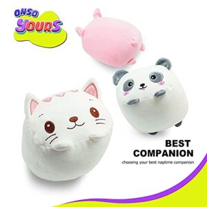 Onsoyours Plush Toys Set, 3Pcs Stuffed Animals with Panda, Pig and Cat, Creative Decoration Cuddly Plush Pillows 9" for Kids Girls Boys (Panda/Pig/Cat)