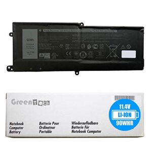 greentech dt9xg replacement battery for dell alienware area-51m r1 r2 - greentech 11.4v 90whr 9 cell battery 7pwkv 0kjyfy cn-0kjyfy