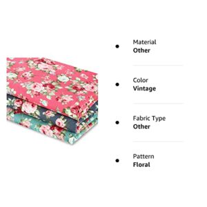 3 Pieces 3 Yards 62 Inch Wide Vintage Floral Cotton Fabric Rose Pattern Flowers Print Quilting Fabric Bundle for Valentine's Day Quilting Sewing Crafting DIY Making