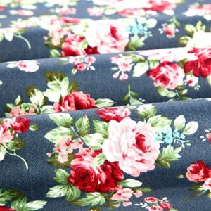 3 Pieces 3 Yards 62 Inch Wide Vintage Floral Cotton Fabric Rose Pattern Flowers Print Quilting Fabric Bundle for Valentine's Day Quilting Sewing Crafting DIY Making