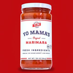 Keto Marinara Sauce by Yo Mama's Foods - Marinara Pasta Sauce for Pasta, Pizza, and Gourmet Dishes | (3) 12.5 Ounce Pasta Sauce Jars | No Sugar Added, Low Carb, Low Sodium, Gluten Free, Paleo Friendly, and Made with Whole, Non-GMO Tomatoes!