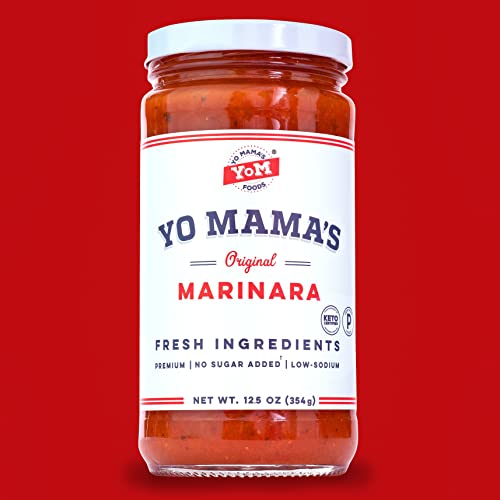 Keto Marinara Sauce by Yo Mama's Foods - Marinara Pasta Sauce for Pasta, Pizza, and Gourmet Dishes | (3) 12.5 Ounce Pasta Sauce Jars | No Sugar Added, Low Carb, Low Sodium, Gluten Free, Paleo Friendly, and Made with Whole, Non-GMO Tomatoes!