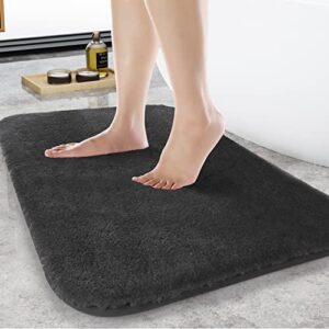 yimobra memory foam large bathroom rugs,microfiber bath mat, plush shaggy shower mat for bathroom,fluffy comfortable water absorbent carpet, non-slip, machine washable,(dark grey, 44 x 24 inches)