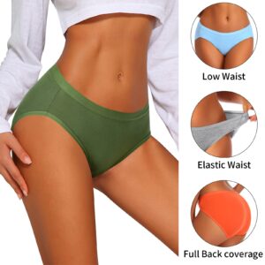 CULAYII Ladies Cotton Bikini Panties, High-Cut Full Coverage Stretch Cool Soft Womens Underwear Packs - 10 Pack, M