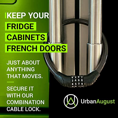 Urban August Fridge Lock: Multi-Functional Cable Combination Lock, for French-Door Refrigerators and Cabinets. Great Fridge Lock for Children or Adults (Two)