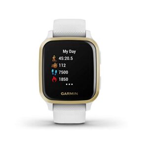 Garmin 010-02427-01 Venu Sq, GPS Smartwatch with Bright Touchscreen Display, Up to 6 Days of Battery Life, Light Gold and White