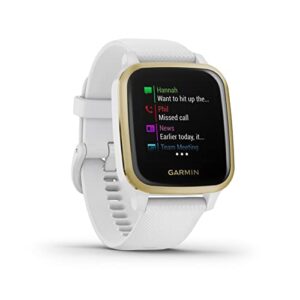 Garmin 010-02427-01 Venu Sq, GPS Smartwatch with Bright Touchscreen Display, Up to 6 Days of Battery Life, Light Gold and White