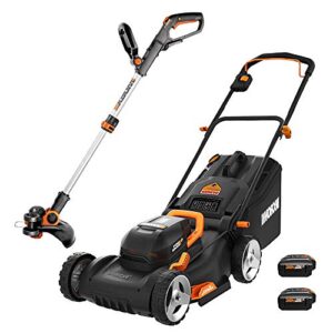 worx wg911 20v power share lawn mower and grass trimmer (batteries & charger included)