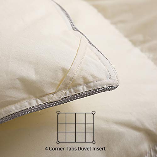 ENMUJOY Goose Down Comforter King Size Duvet Fluffy All Season Bedding Medium Warmth Soft 100% Cotton Cover Quilted 8 Corner Tabs 50 oz (Beige, King)