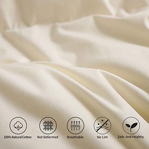 ENMUJOY Goose Down Comforter King Size Duvet Fluffy All Season Bedding Medium Warmth Soft 100% Cotton Cover Quilted 8 Corner Tabs 50 oz (Beige, King)