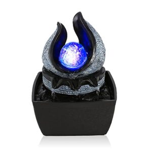 wichemi indoor fountain tabletop fountain mini waterfall fountains relaxation water feature feng shui zen meditation desktop fountain with rolling ball for home office indoor spaces decor (style 1)