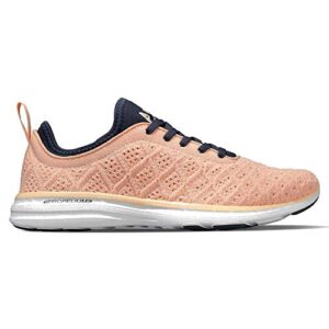 apl: athletic propulsion labs women's techloom phantom sneakers, peach/midnight/white, 7